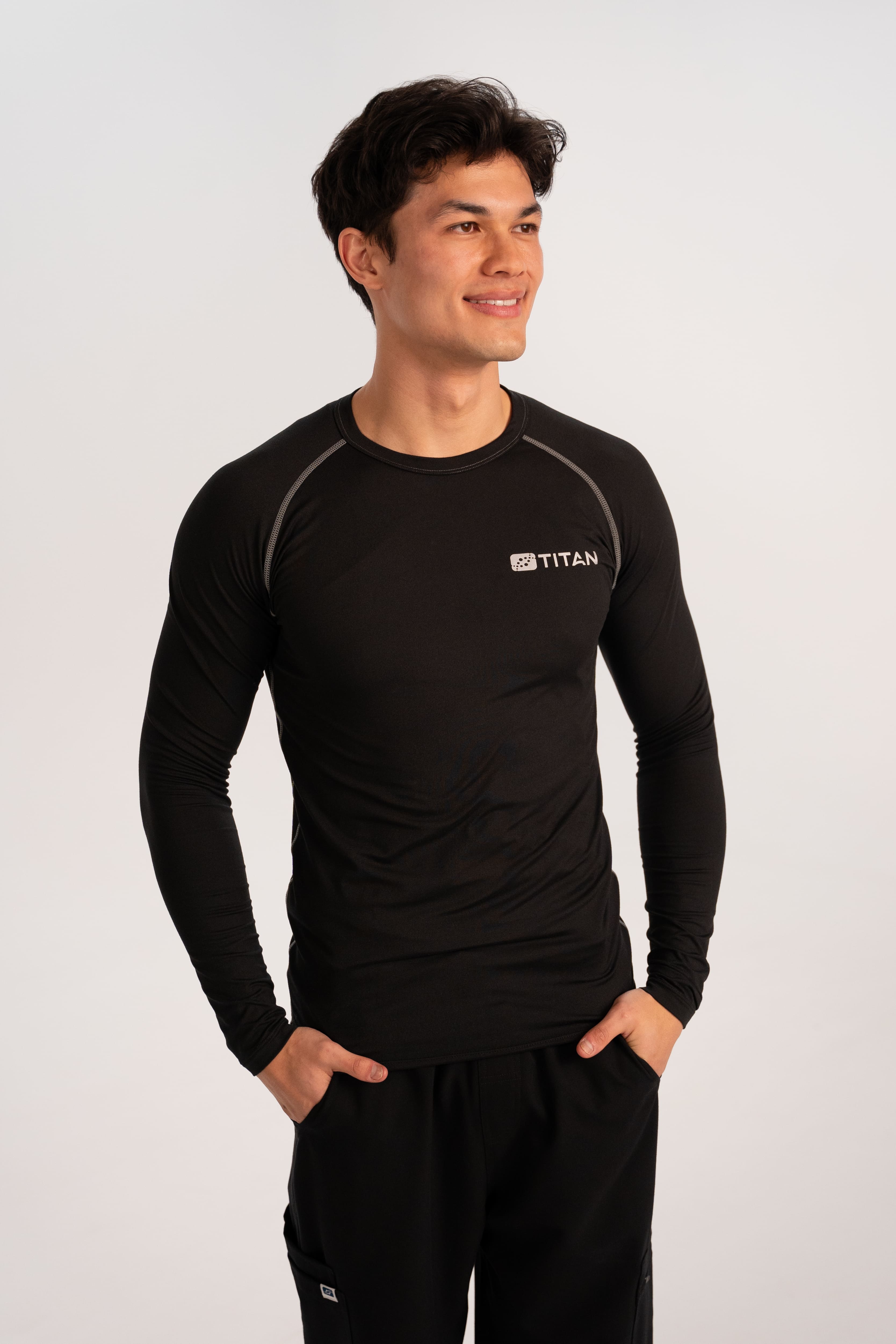 Titan Scrubs Men’s Long Sleeve Underscrub Top – Performance Base Layer ...