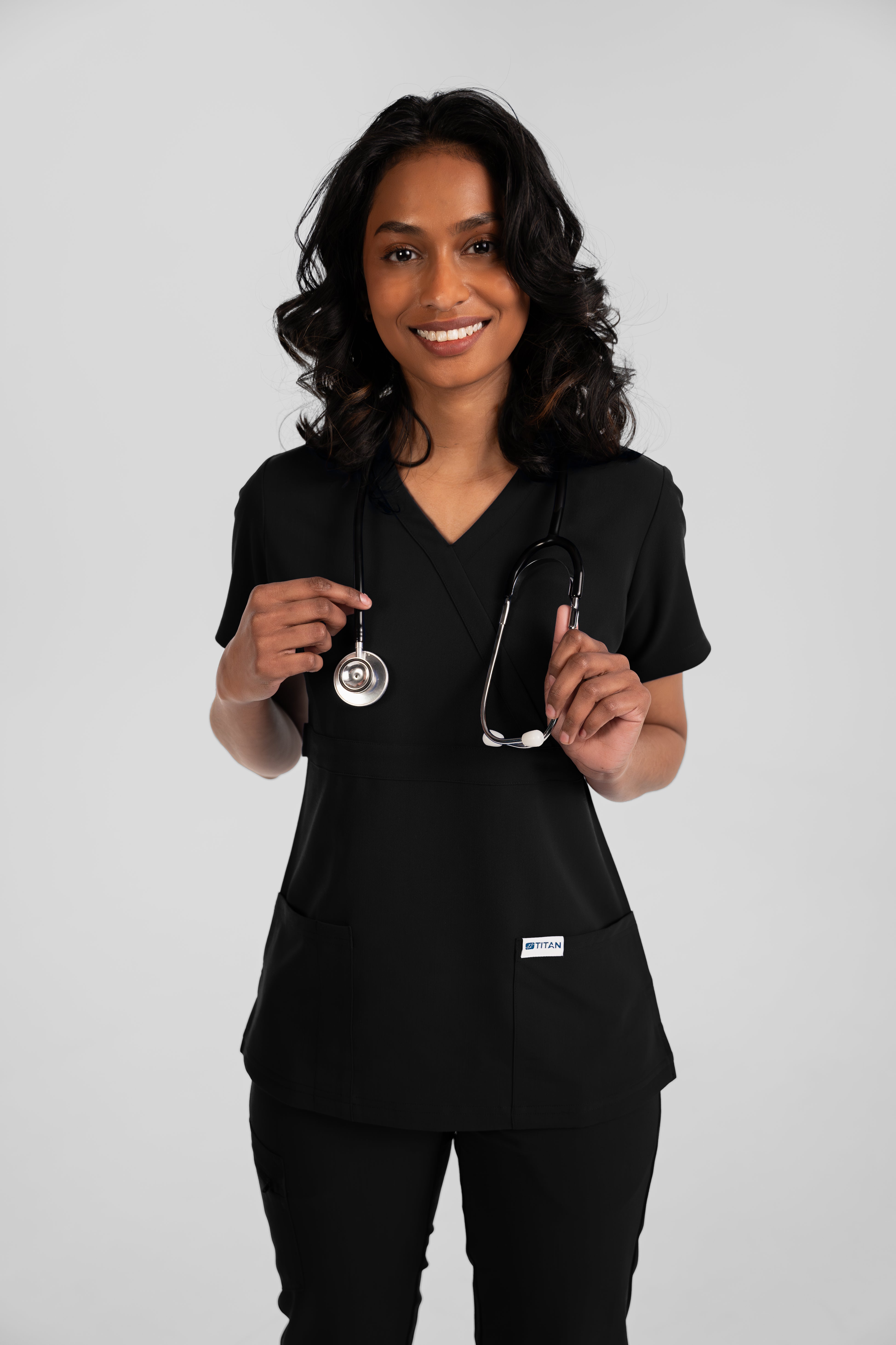 Titan Scrubs Women’s Athena Scrub Top – V-Neck Fit, Sweat-Resistant ...